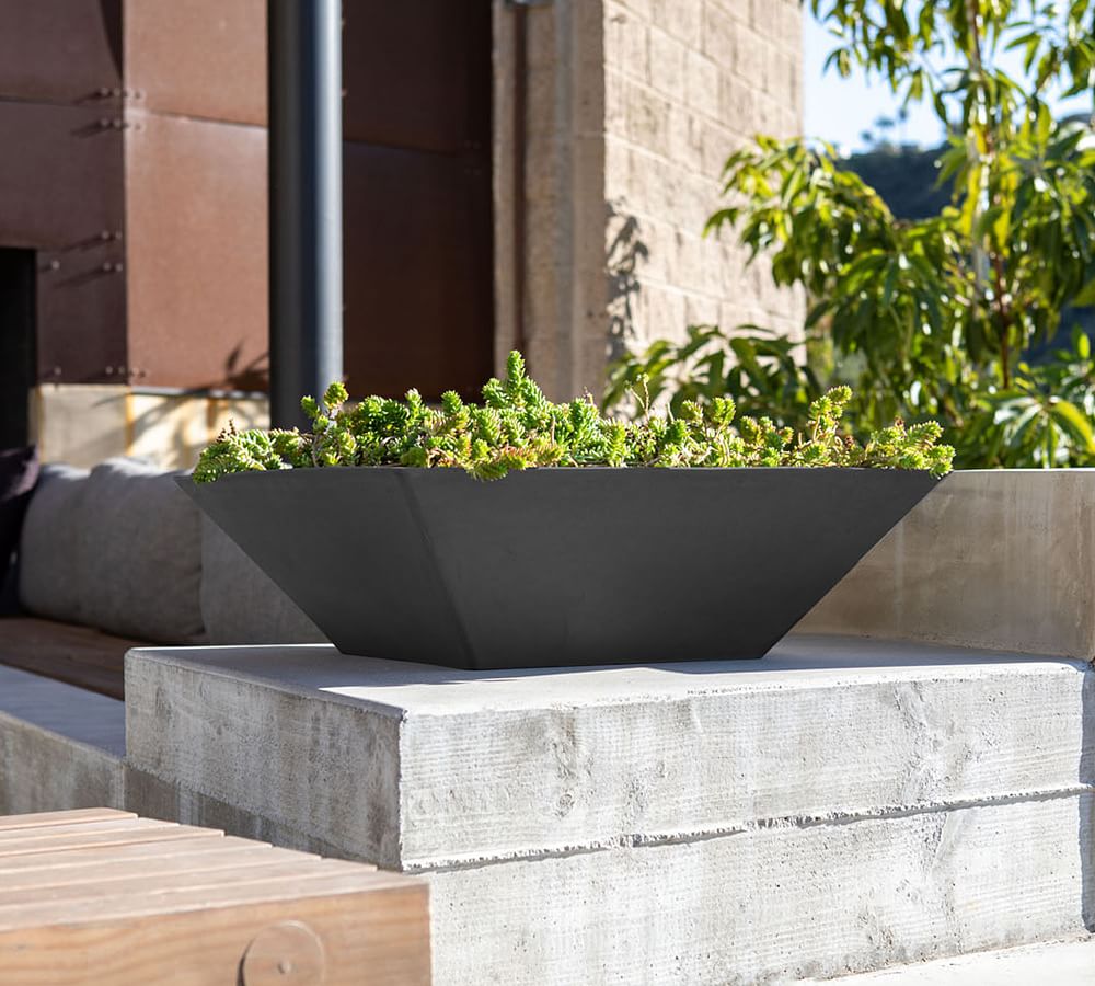 All Weather Eco Hevea Prism Bowl Outdoor Planters | Pottery Barn