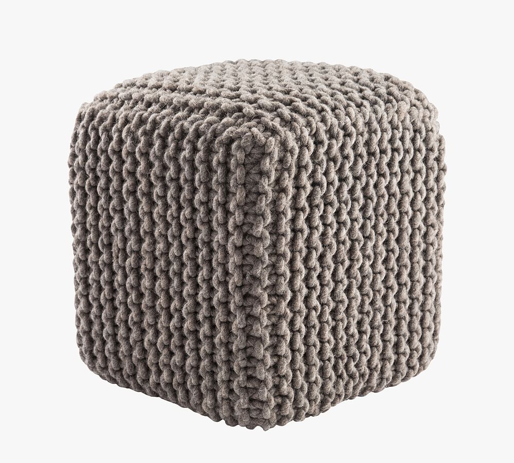Chain Link Handwoven Wool Pouf | Pottery Barn