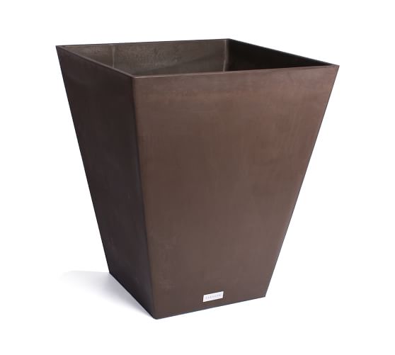 All Weather Eco Hevea Tapered Cube Short Outdoor Planters | Pottery Barn