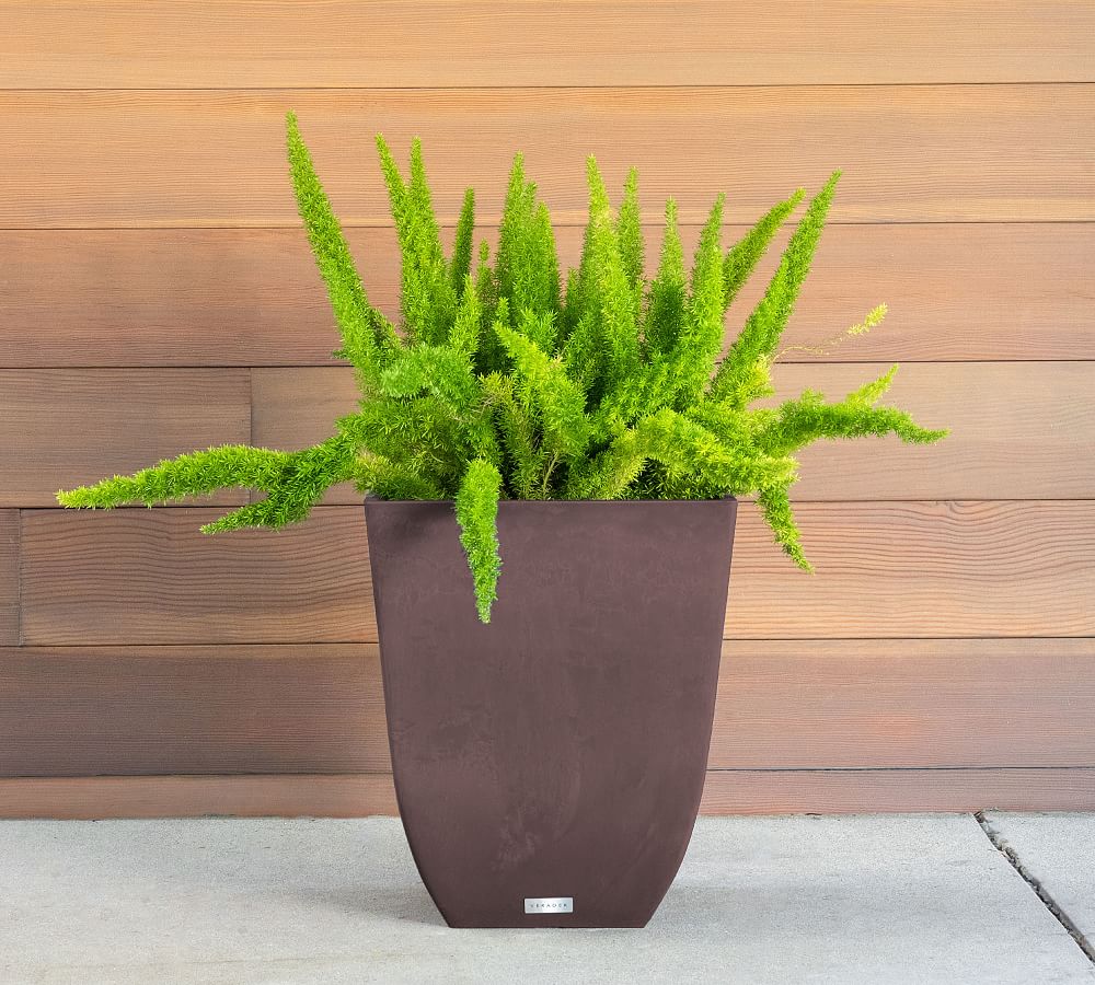 All Weather Eco Hevea Fluted Cube Outdoor Planters | Pottery Barn