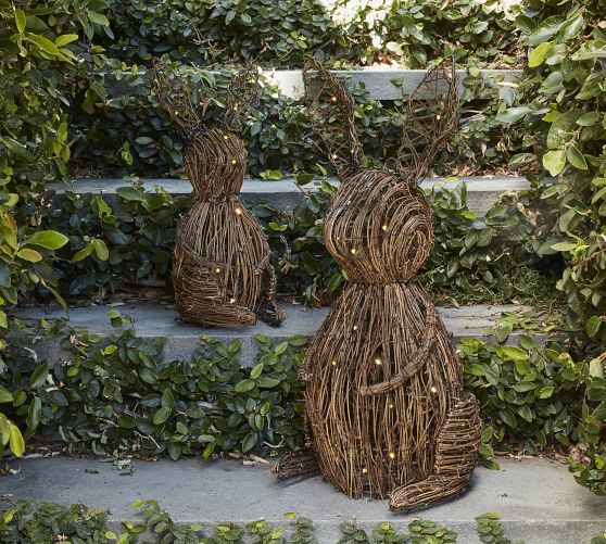 Rattan Bunny with Twinkle Lights | Pottery Barn