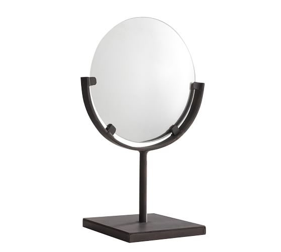 Round Bronze Mirror On Stand | Decorative Objects | Pottery Barn