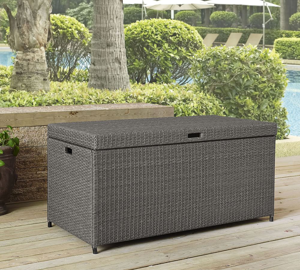Benson Outdoor Wicker Pool Storage Bin | Pottery Barn