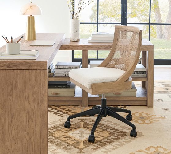 Bennett Upholstered Swivel Desk Chair | Pottery Barn