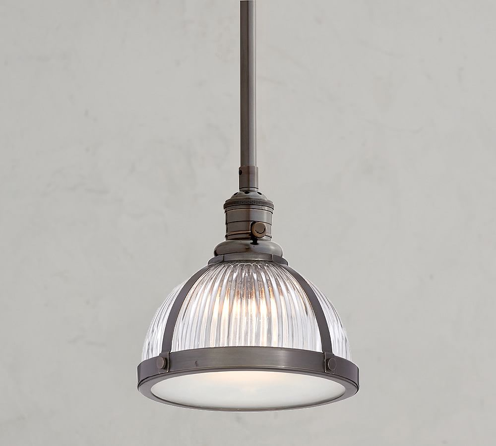 Industrial Ribbed Glass Pole Pendant | Pottery Barn