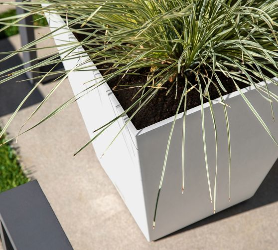 All Weather Eco Hevea Tapered Cube Short Outdoor Planters | Pottery Barn