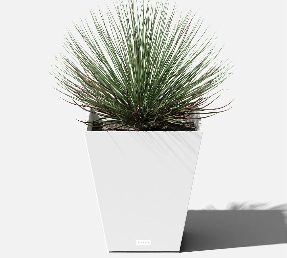 All Weather Eco Hevea Tapered Cube Short Outdoor Planters | Pottery Barn
