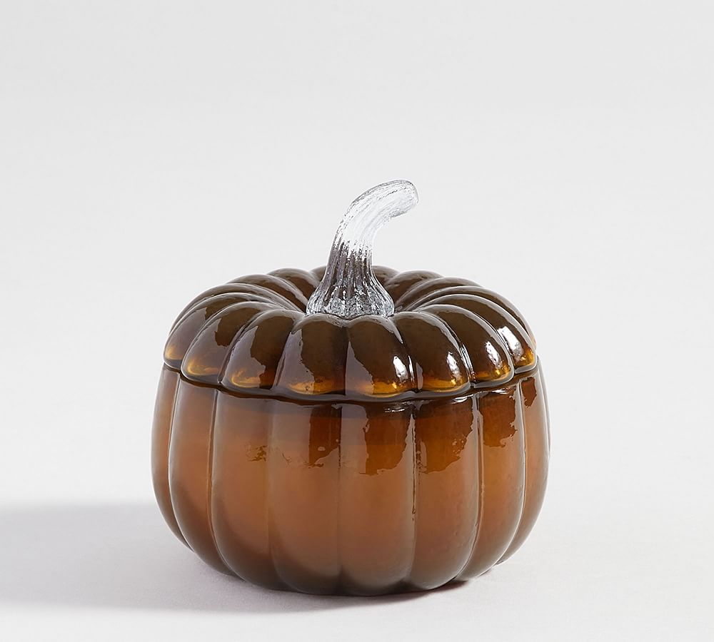 Handcrafted Pumpkin Lidded Recycled Glass Candles - Harvest Spice ...