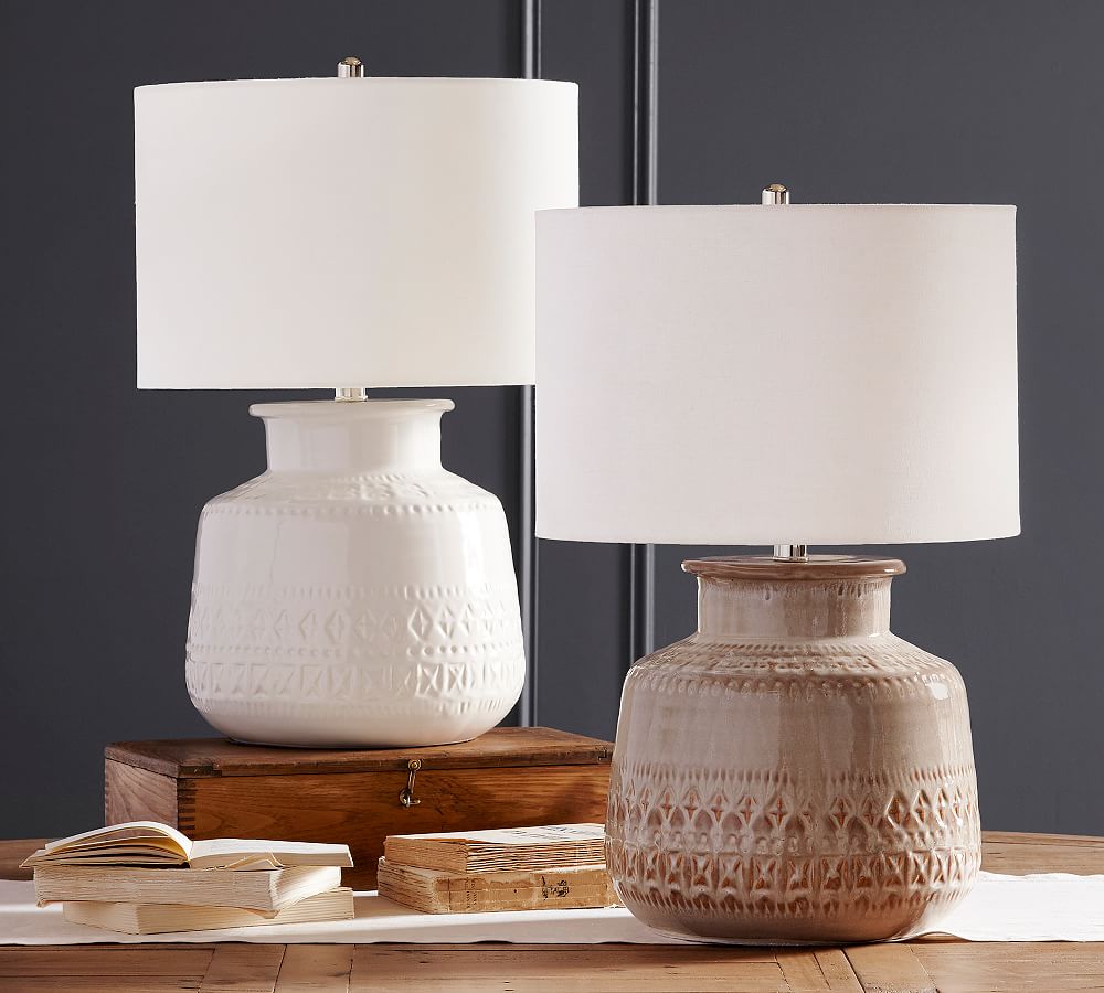 Emma Ceramic Round Table Lamp | Pottery Barn