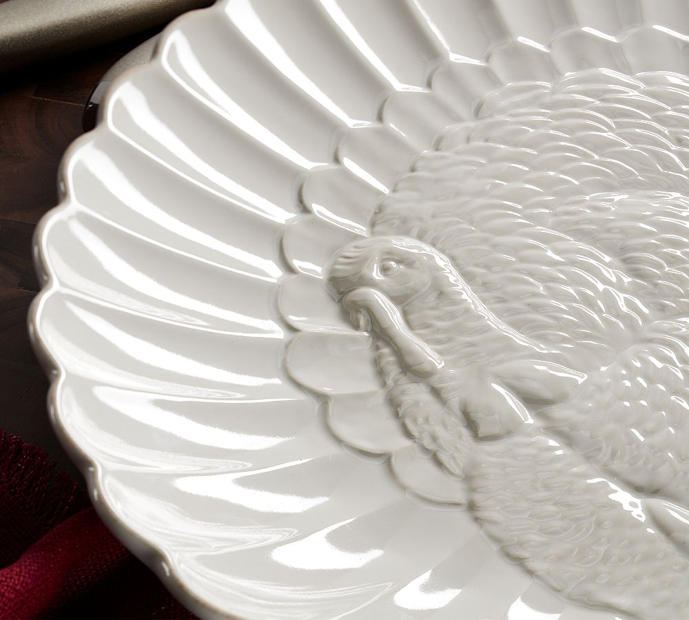 French Perle Carved Turkey Platter | Pottery Barn