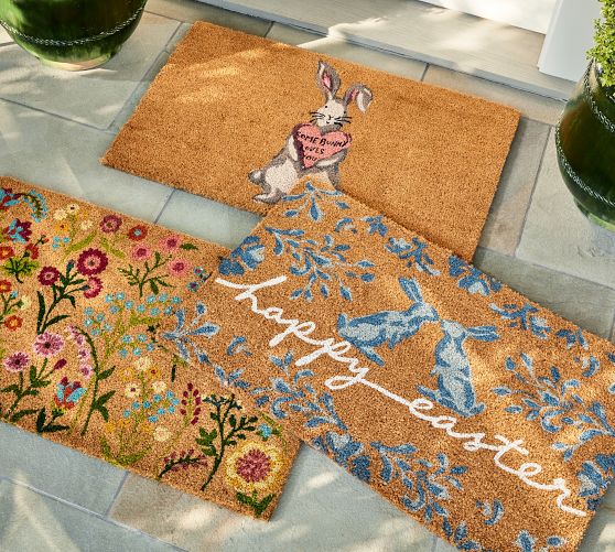 Chambray Easter Bunny Doormat | Pottery Barn