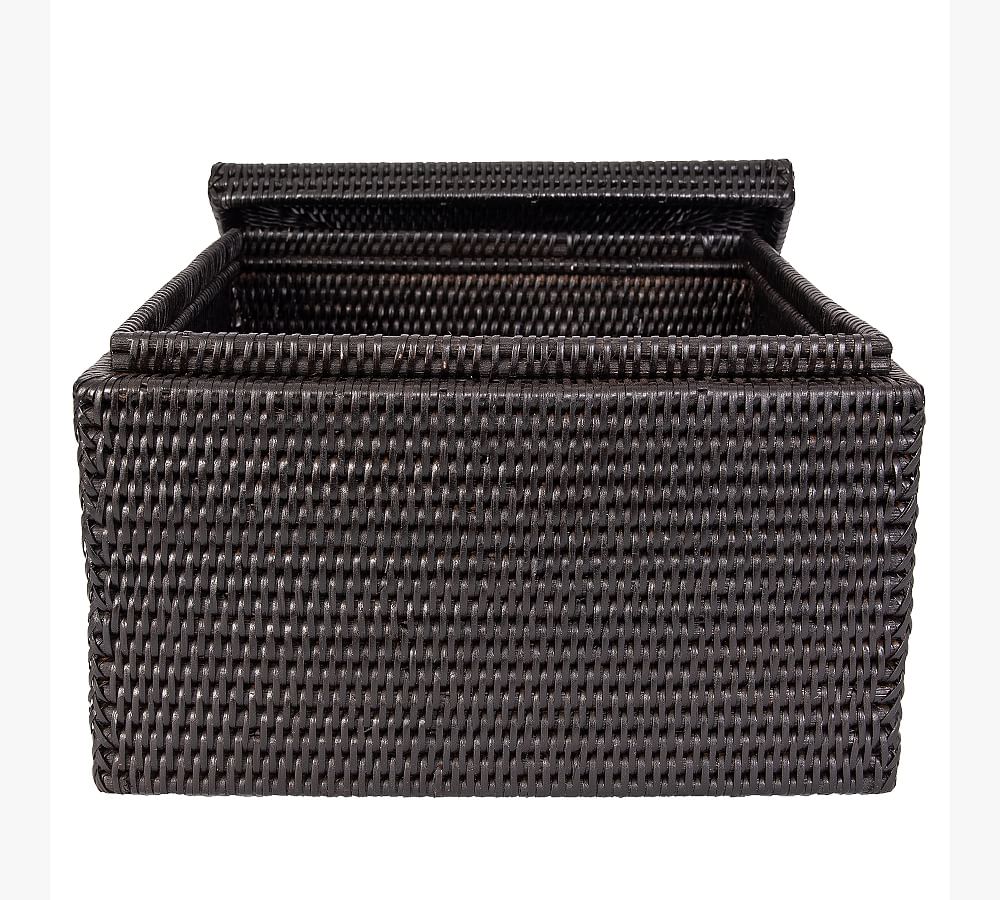 Tava Handwoven Rattan Square Storage Box With Lid | Pottery Barn