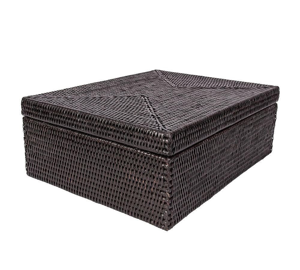 Tava Handwoven Rattan Flat Legal File Storage Box With Lid | Pottery Barn