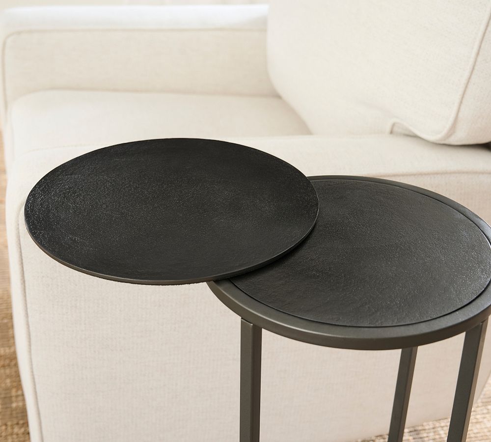 Duke Round Metal Swivel Side Table | Pottery Barn