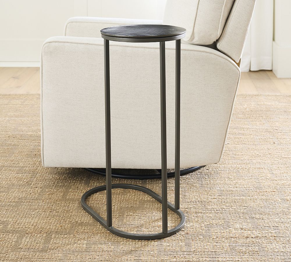 Duke Round Metal Swivel Side Table | Pottery Barn