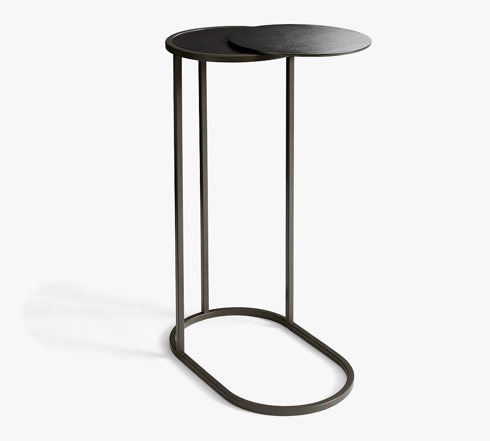 Duke Round Metal Swivel Side Table | Pottery Barn