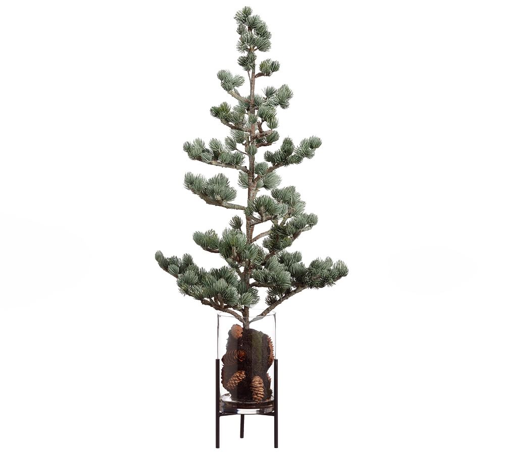 34.5" Artificial Ming Ping Tree In Glass Vase With Stand | Pottery Barn