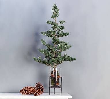 34.5" Artificial Ming Ping Tree In Glass Vase With Stand | Pottery Barn