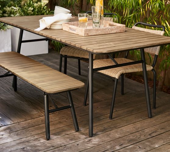 Tulum Acacia Folding Outdoor Dining Table | Pottery Barn
