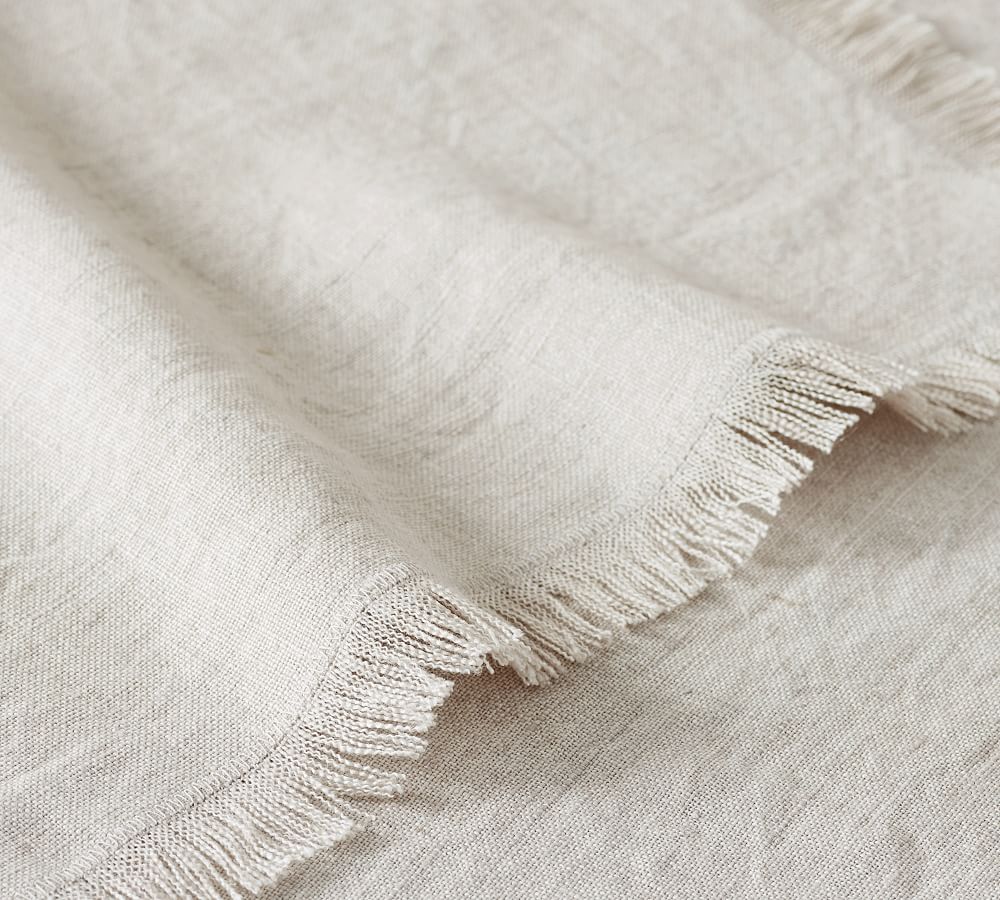Frayed Linen Table Throw | Pottery Barn