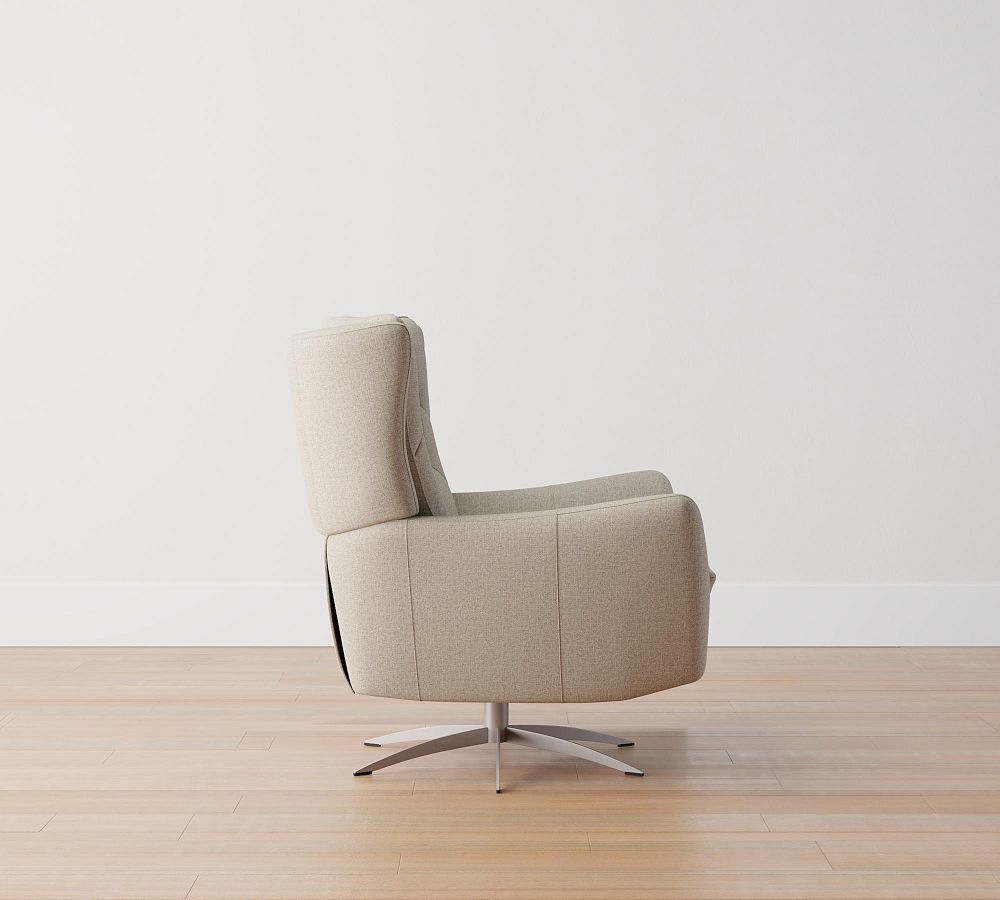 Wells Upholstered Tufted Power Swivel Recliner | Pottery Barn