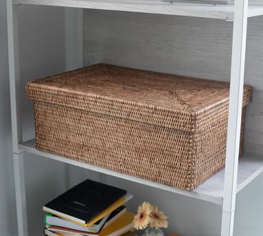 Tava Handwoven Rattan Rectangular Storage Box With Lid | Pottery Barn