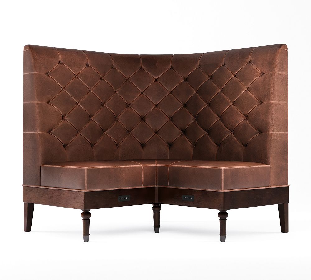 Hayworth High Back Leather Banquette | Pottery Barn