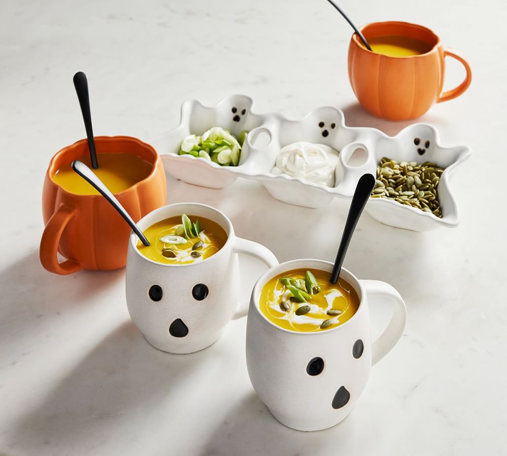 Figural Pumpkin Stoneware Mugs | Pottery Barn
