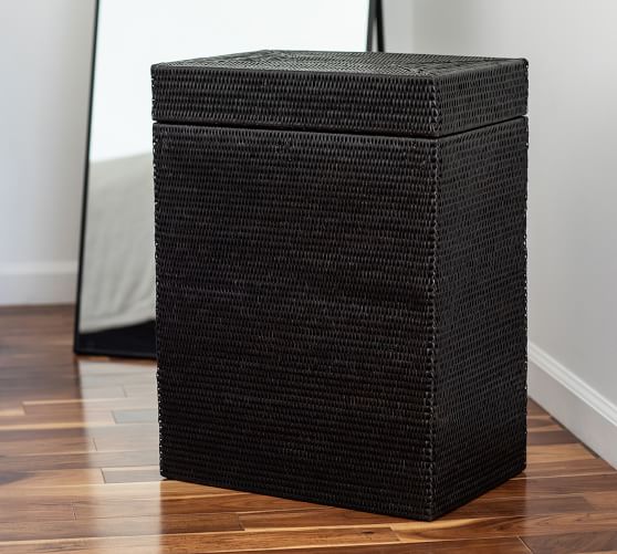 Tava Handwoven Rattan Rectangular Hinged Hamper | Pottery Barn