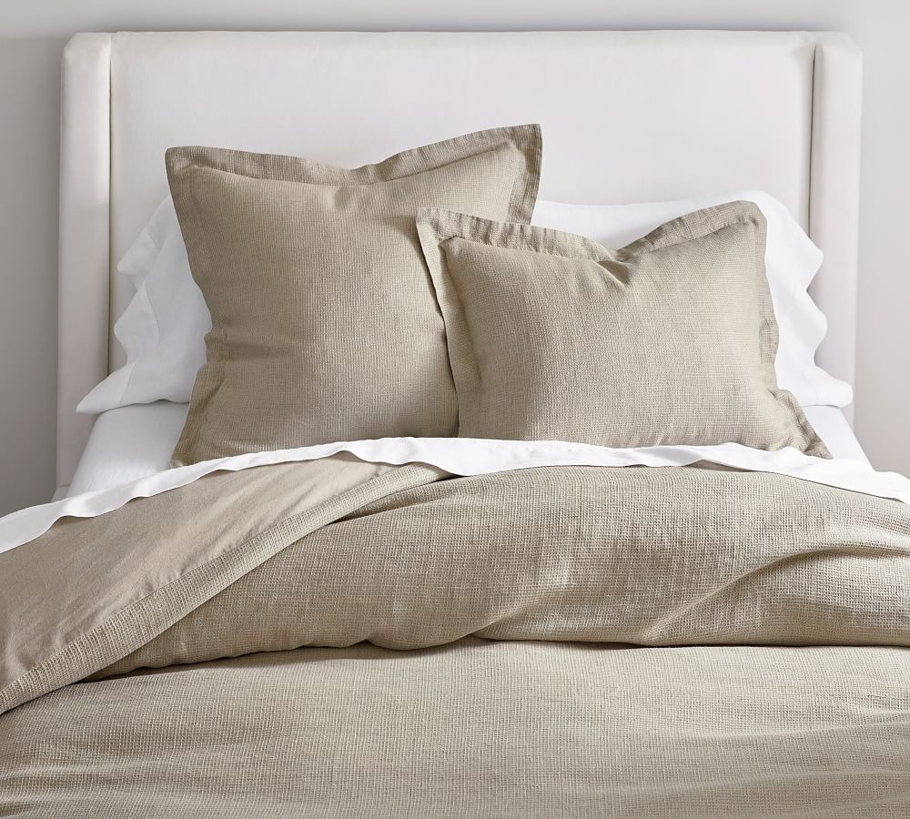European Flax Linen Waffle Duvet Cover & Shams | Pottery Barn