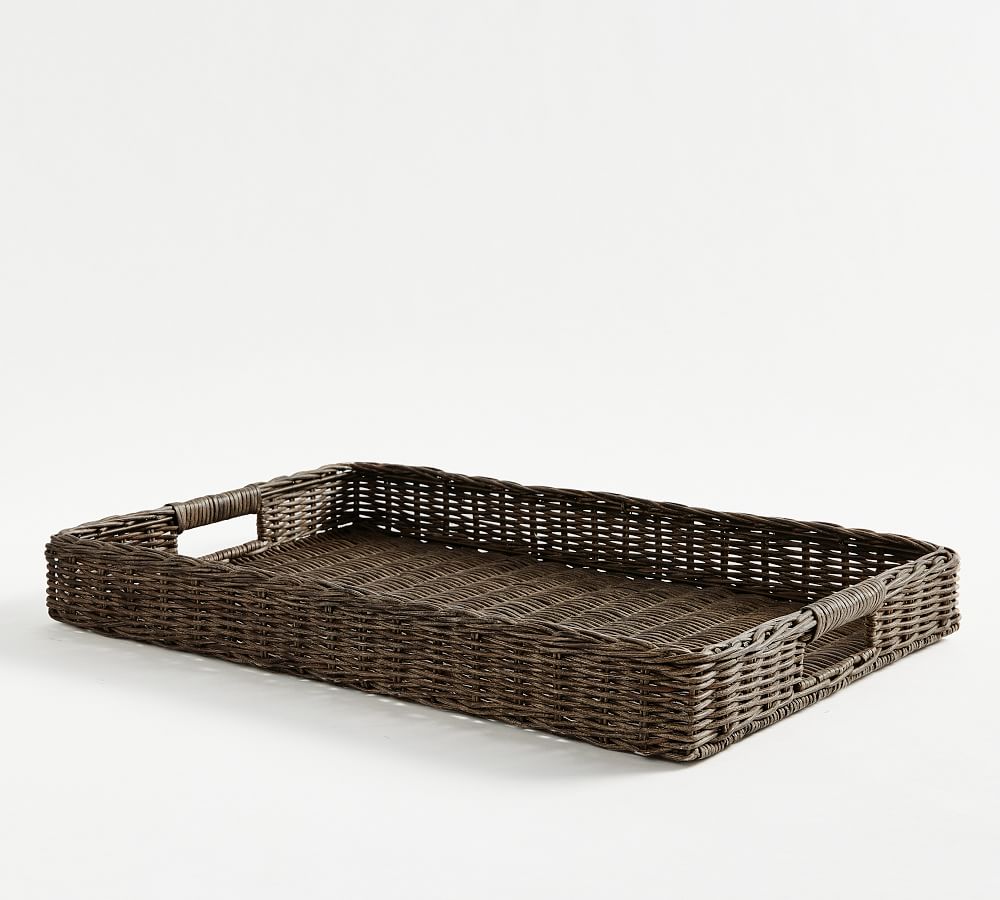 Handwoven Wicker Rectangular Serving Tray | Pottery Barn