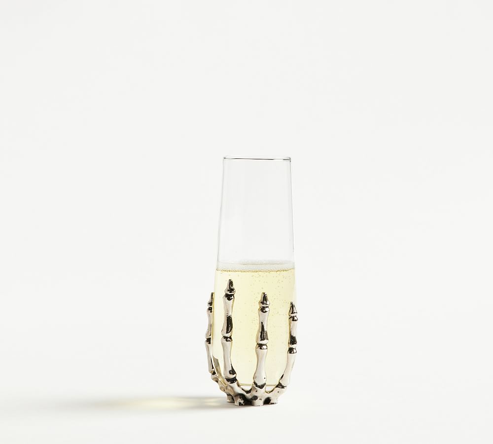 Skeleton Hand Stemless Champagne Flute | Pottery Barn