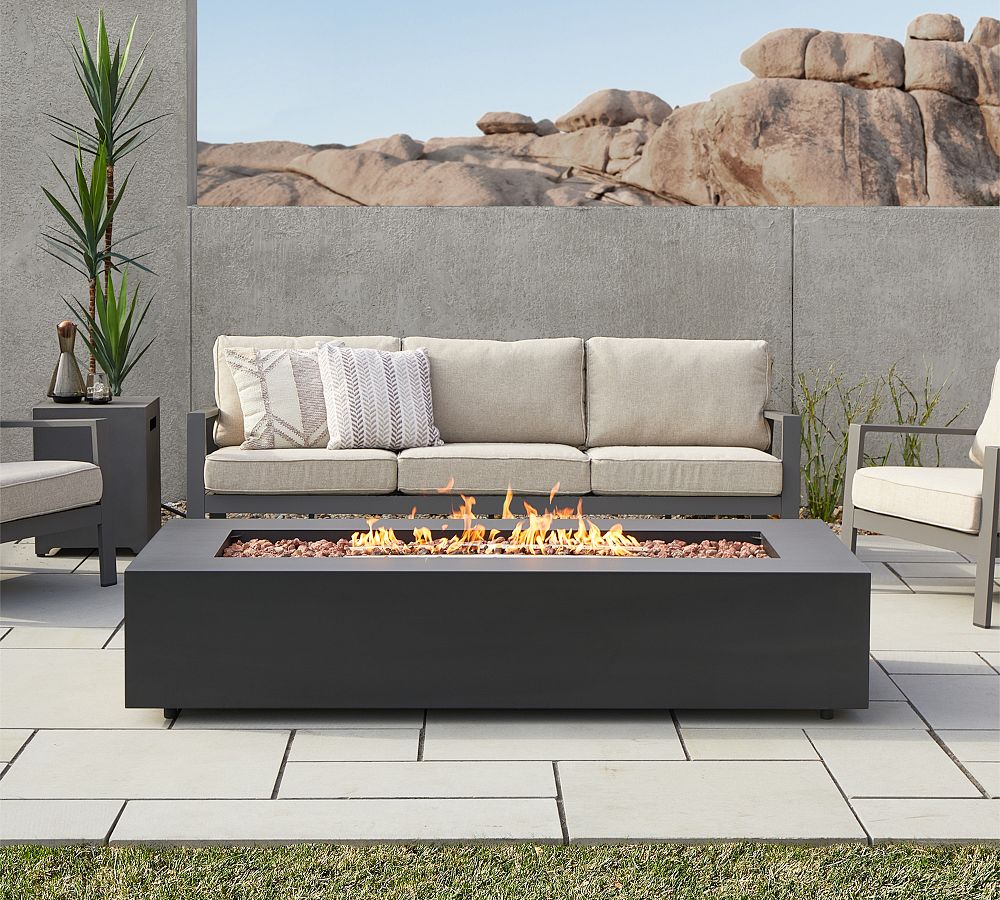 Burrows 70" X 32" Steel Rectangular Propane Fire Pit Table | Pottery Barn