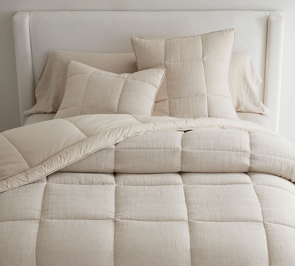 European Flax Linen Waffle Comforter & Shams | Pottery Barn