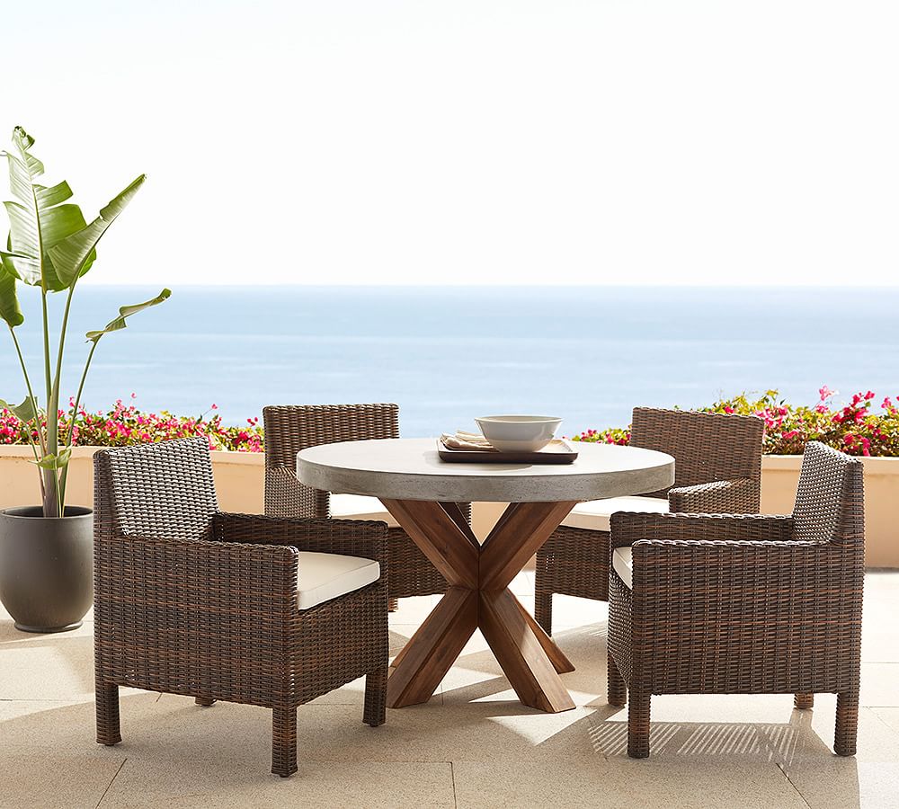 Torrey Wicker Square Arm Outdoor Dining Chair | Pottery Barn