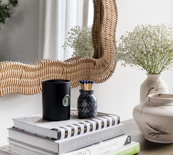 Scalloped Rattan Rectangle Wall Mirror | Pottery Barn