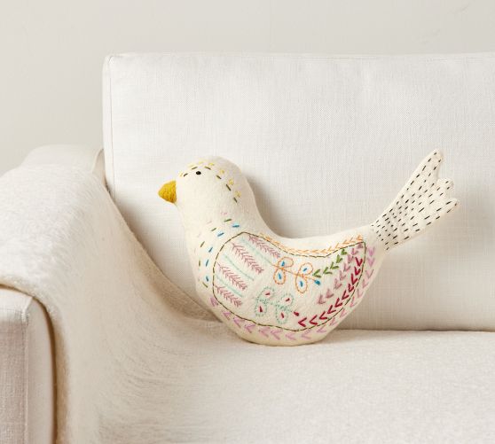 Flynn Embroidered Bird Shaped Pillow | Pottery Barn