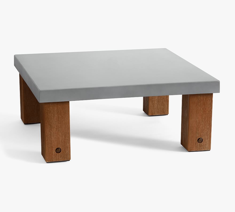 Abbott Concrete & Acacia Square Outdoor Coffee Table | Pottery Barn
