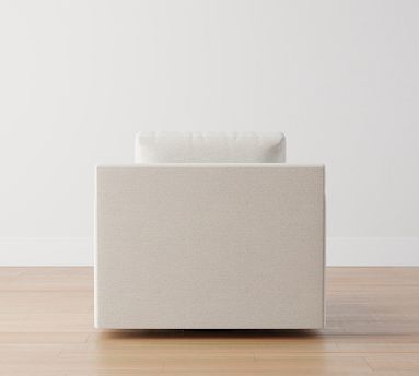 Shasta Square Arm Upholstered Swivel Armchair | Pottery Barn