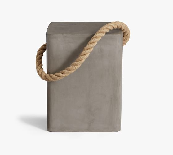 Coastal Concrete & Rope Outdoor Side Table | Pottery Barn
