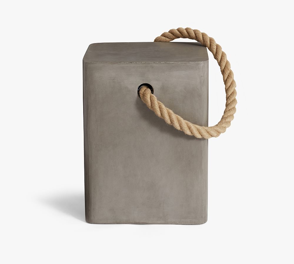 Coastal Concrete & Rope Outdoor Side Table | Pottery Barn