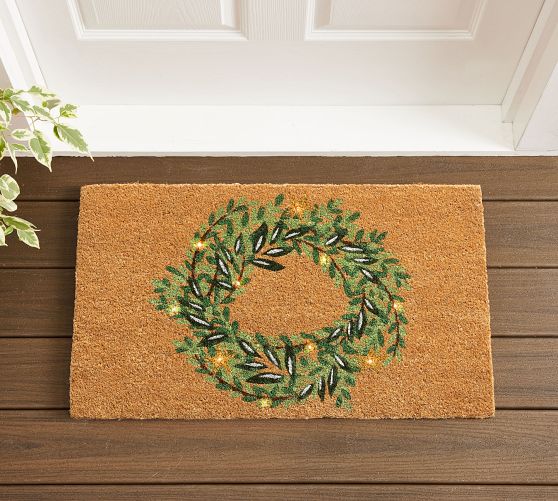 Wreath Light Up Doormat | Pottery Barn