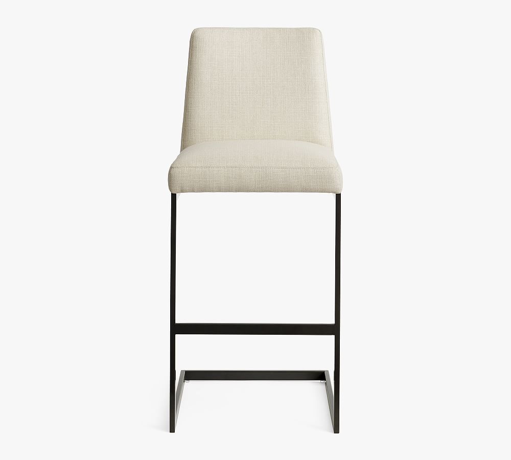 Classic Metal Cantilever Upholstered Stool | Pottery Barn