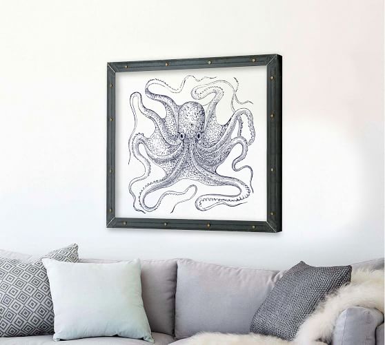 Octopus Framed Acrylic Print | Coastal Wall Art | Pottery Barn