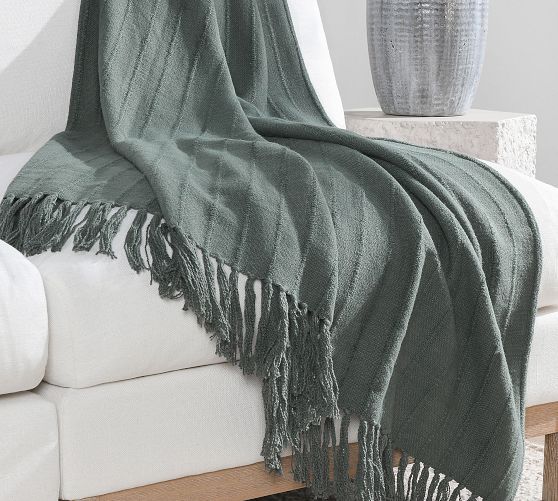 Busto Textured Striped Throw | Pottery Barn
