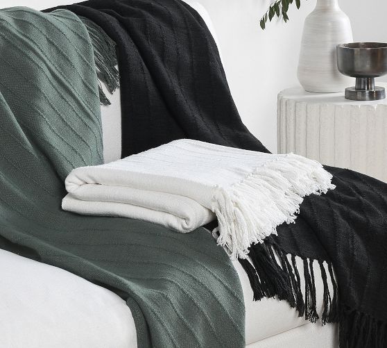Busto Textured Striped Throw | Pottery Barn