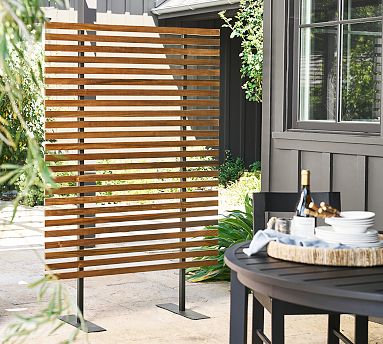 Acacia & Steel Outdoor Privacy Screen | Pottery Barn