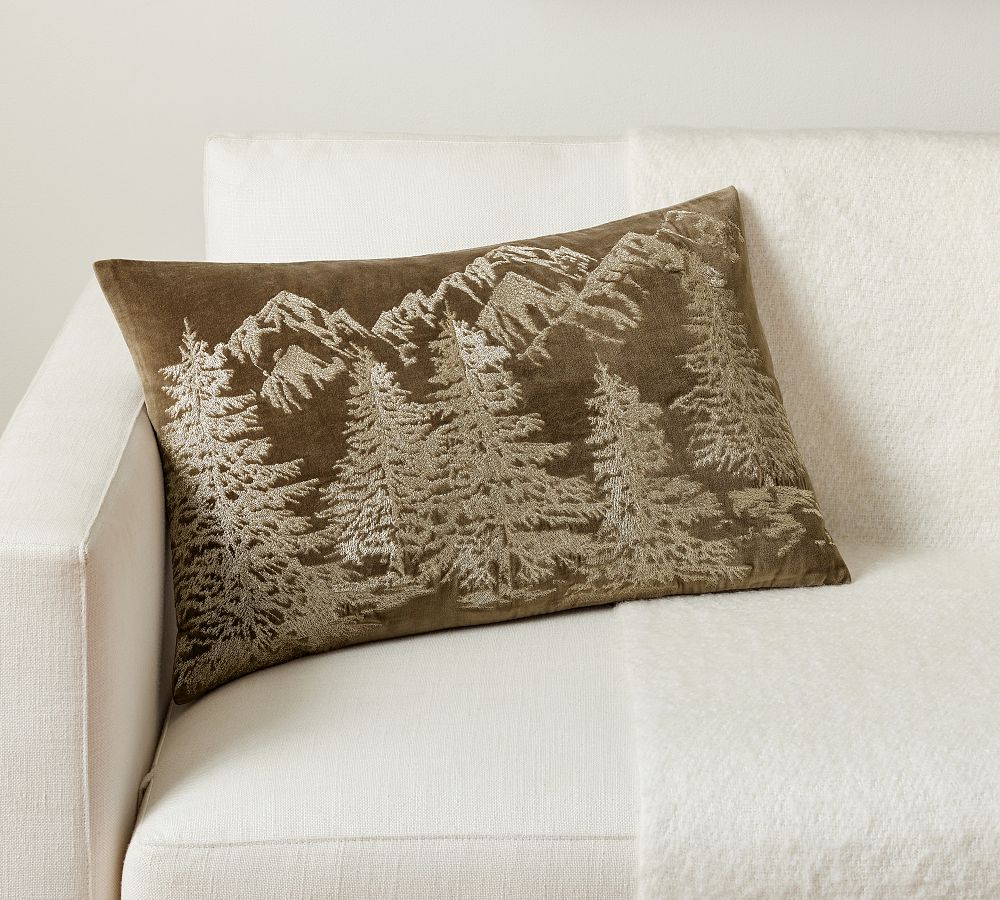 Mammoth Metallic Embroidered Lumbar Pillow | Pottery Barn