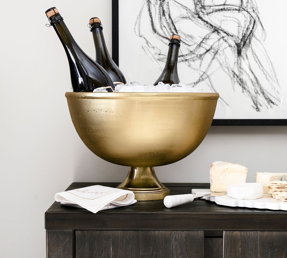 Rustic Metal Handcrafted Footed Champagne Bucket | Pottery Barn