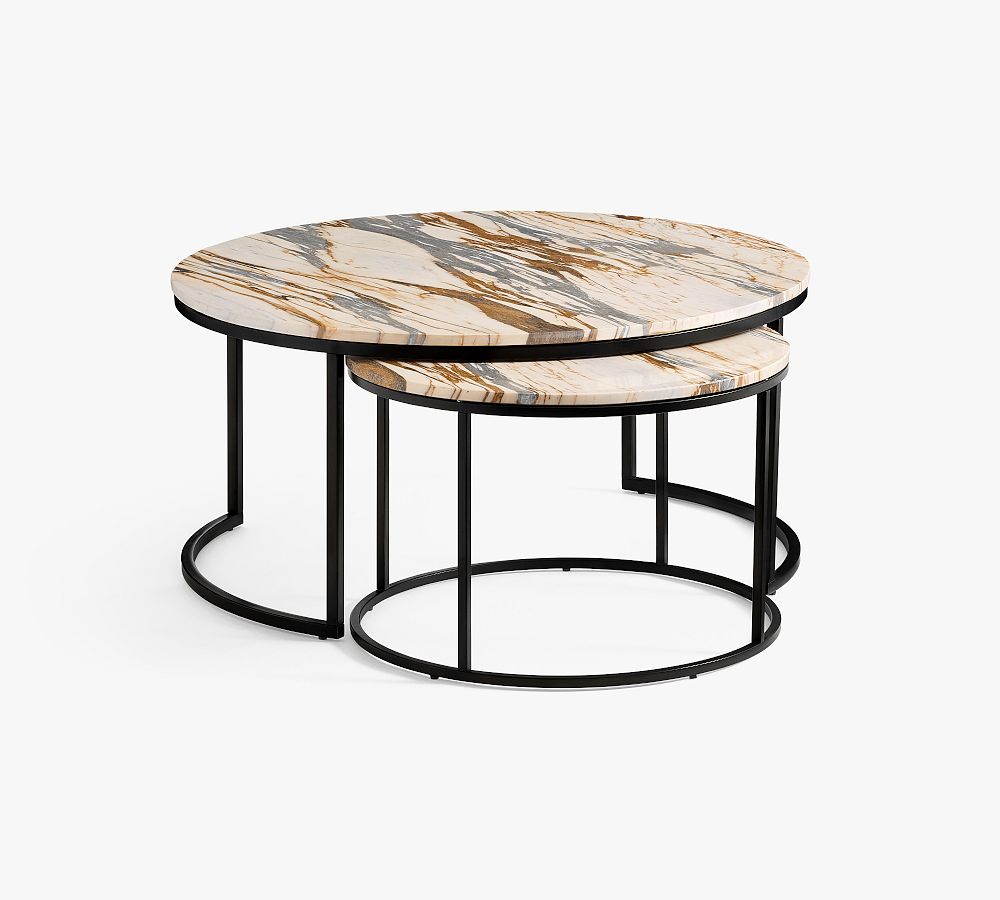 Delaney Round Calacatta Marble Nesting Coffee Tables | Pottery Barn